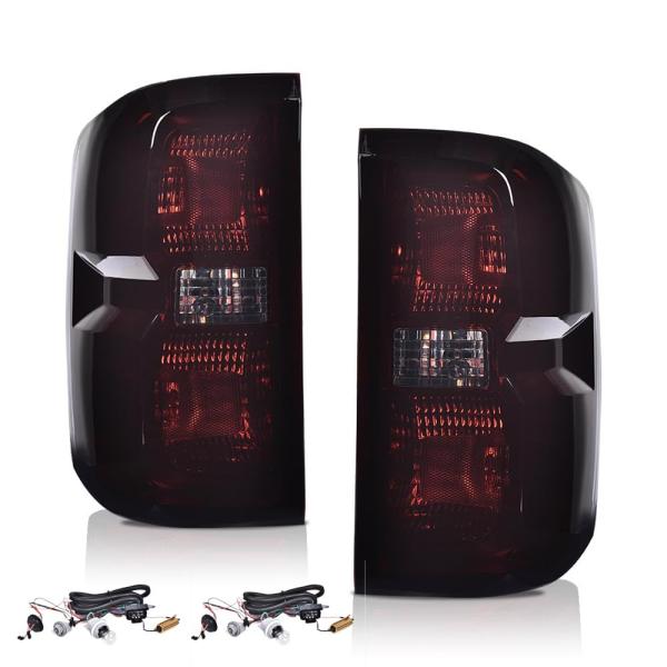 商品名: CHEDA テールライトランプ 2016 2017 2018 2019 シボレー シルバラード 1500 2500 HD/フィット GMC シエラ 3500 HD ワイヤーハーネス付き スモーキーレンズ リアアセンブリ Pilot...