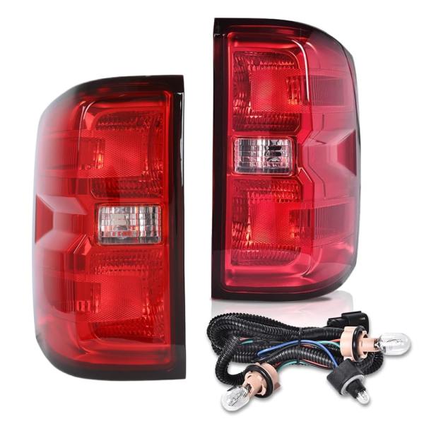 商品名: G-PLUS テールライト アセンブリ ペア ブレーキライト 配線ハーネス付き テールライト シボレー シルバラード 2014 2015 2016 2017 2019 レッドレンズ 23295939 84288723 840195...