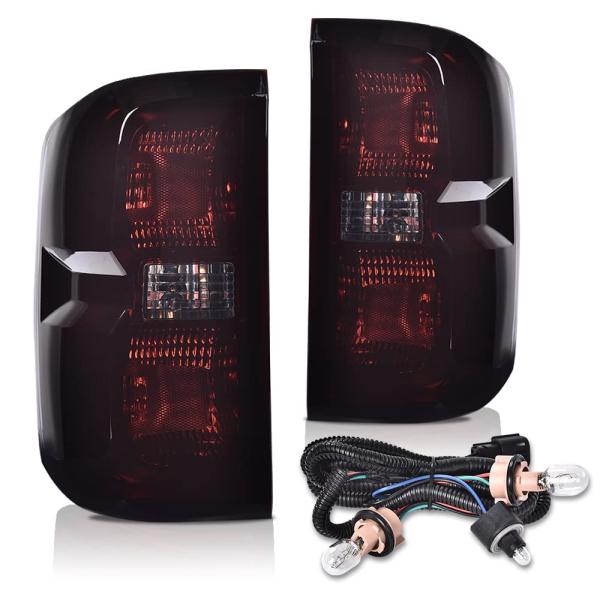 商品名: PIT66 テールライトアセンブリ 2014-2019 Chevy Silverado/2015-2019 GMC Sierra テールランプ ブレーキランプ 配線ハーネスドライバーと助手席側のスモークレンズ付き PIT66 Ta...