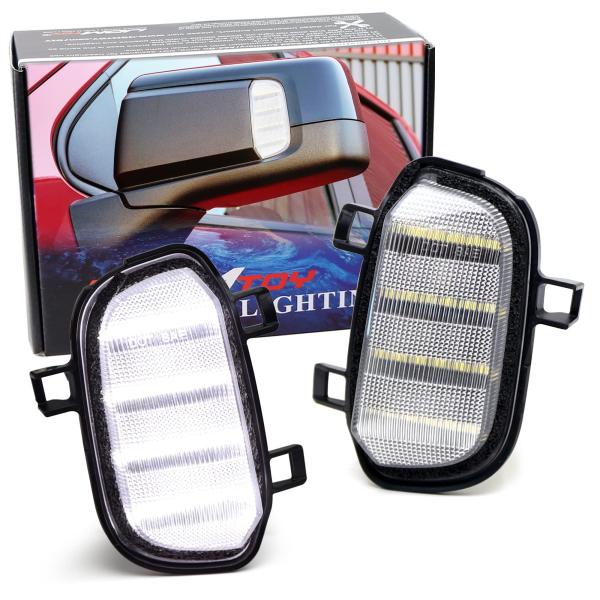 商品名: iJDMTOY セミクリアレンズ キセノン ホワイト 4列フルLEDストリップ サイドミラーマーカー/クリアランスランプ 2019年以降のシボレーシルバラード GMC シエラ 1500に対応 iJDMTOY Semi-Clear ...