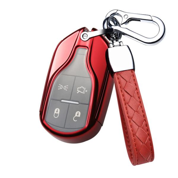 商品名:  HIBEYO Key Fob Cover Compatible with Maserati Ghibli Levante Quattroporte 4 Button Full Protection Key Case with K...