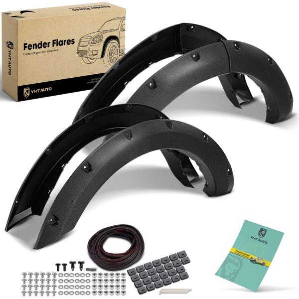 商品名: YHTAUTO ポケットボルトリベットスタイルフェンダーフレア ハードウェアキット付き 交換用 フォードブロンコ 2021-2023 テクスチャードマットブラックホイールフレアカバープロテクター 4個セット フロント&amp;リア...