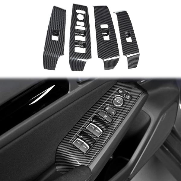 商品名: BoxCheer 第11世代 ホンダ シビック 2022 2023 ウィンドウコントロールパネル 車 オートドア アームレストスイッチ ボタンカバー ウィンドウリフトダウン ロックトリム 4個 - ブラックカーボンファイバーパター...