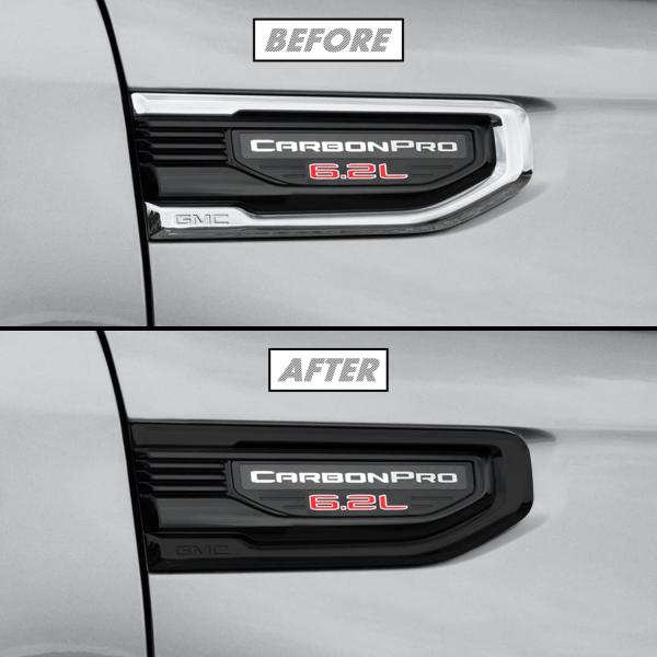 商品名: SlickMod クロム削除ブラックアウトビニールオーバーレイ 2019-2023 GMC Sierra 1500 フェンダー トリム (グロス ブラック 2.フェンダー トリム) SlickMod Chrome Delete B...