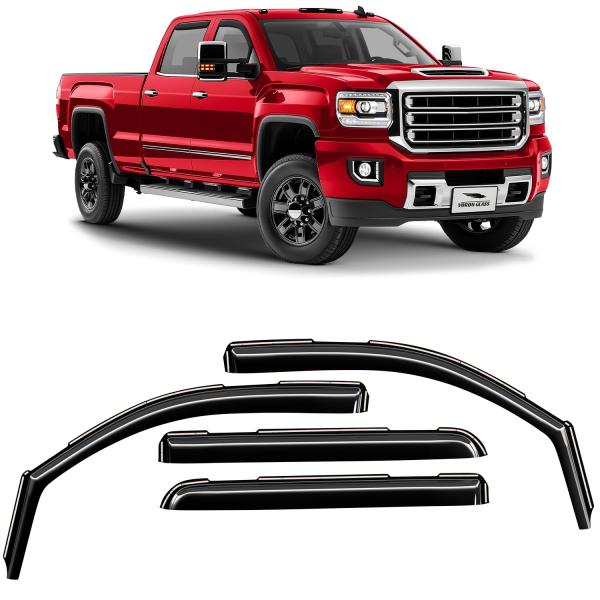 商品名: Voron (ヴォロン) ガラスインチャンネル 超耐久性 レインガード トラック GMC Sierra 2500HD/3500HD 2015-2019 クルーキャブ ウィンドウディフレクター ベントウィンドウバイザー 4枚 - 2...