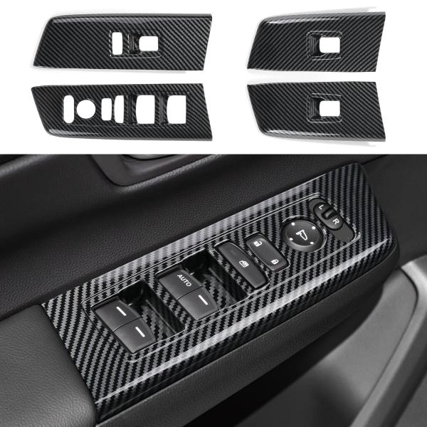 商品名: CKE ホンダCR-V 2023用アクセサリー 車のドアアームレストウィンドウリフトダウンスイッチ ボタンパネルカバートリム インテリアデコレーションステッカー カーボンファイバースタイル CKE 4pcs Compatible ...