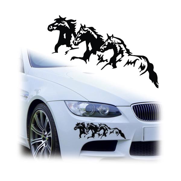 商品名: Moioee Car Decor ランニング ホース ステッカー デカール 2個 ウィンドウ ステッカー 車用 粘着ステッカー 防水 デカール 装飾 色あせない 反射ステッカー タグ 車 トラック オートバイ (ブラック) Moi...