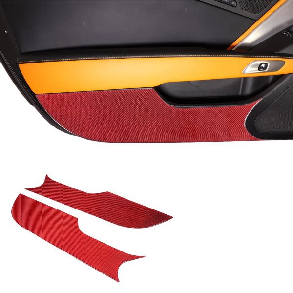 商品名:  Red Carbon Fiber Interior Door panel Cover Trim For Chevrolet Corvette C7 2014-2019 Car Door Anti-kick Panel Trim ...