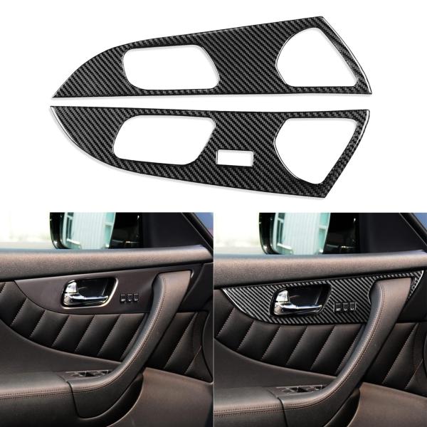 商品名: NVCNX リアルプレミアムカーボンファイバーカードアインナーハンドルパネルカバートリム 自動車内装アクセサリー インフィニティFX FX35 FX37 FX50 2009-2013に対応 QX70 2014-2017用 2個 ブ...