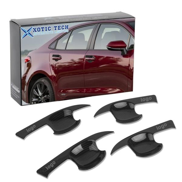 商品名:  x xotic tech Set(4Pcs) Carbon Fiber Texture Exterior Door Handle Bowl Cover Trim Panel Frame Compatible with Toyot...