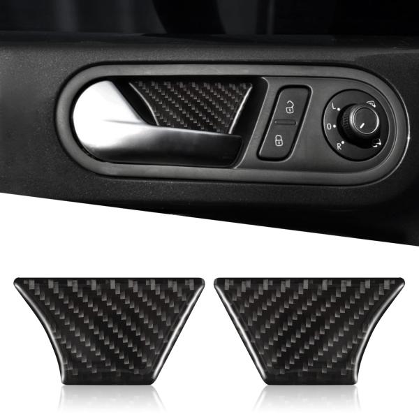 商品名: TOMALL カーインナードアハンドル ボウルカバー フォルクスワーゲン ビートル2012-2019 ビートルカーアクセサリードアボウルトリムパネルカーインテリアトリムデカール 本物のカーボンファイバーステッカー 車ブラックデコレ...