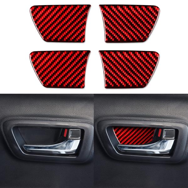 商品名: NVCNX リアルプレミアムカーボンファイバー 車用インナードアボウルパネルカバー インテリアトリム トヨタタコマ2015-2022 アクセサリー レッド ?NVCNX Real Premium Carbon Fiber Comp...