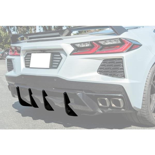 商品名:  Fits All 2020-Present Chevrolet Corvette C8 Base Models | Perforamcne Style Rear Bumper Lower Diffuser Splitter Fi...