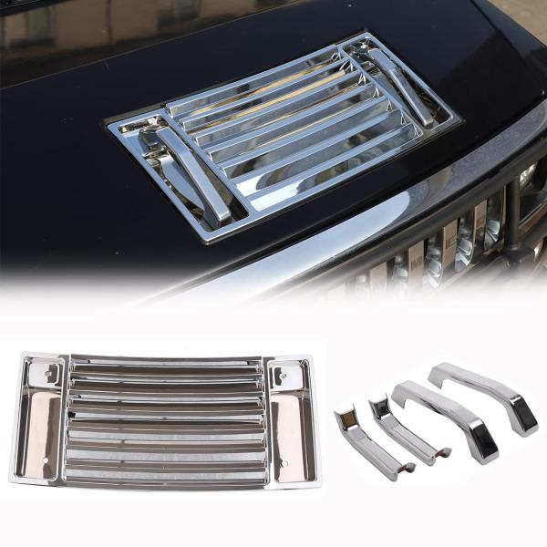 商品名:  Fgtagtal Hood Deck Vent Panel Trim Compatible with Hummer H2 2003-2009, Front Hood Vent Louver Cover, ABS Hood Dec...