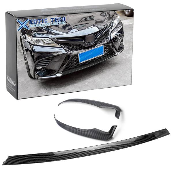 商品名:  x xotic tech Set Black Carbon Fiber Style Exterior Front Bumper Lip Corner + Center Piece Accessories Cover Trim C...