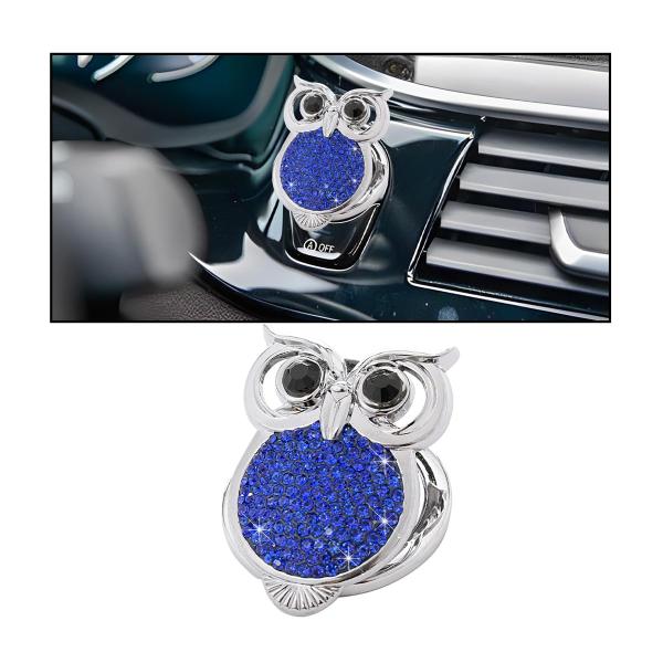 商品名: AUCELI キラキラ光るフクロウ クリスタル カーエンジン スタート ストップ ボタンカバー、ダイヤモンド ラインストーン プッシュトゥ スタート ボタン キー イグニション 保護デカール、車内装飾 ステッカー (ダークブルー)...