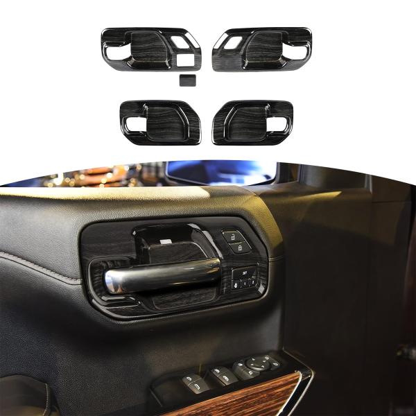 商品名: RT-TCZ シルバラード インドア ハンドル ボウル カバートリム ブラック 木目 インテリアアクセサリー シボレー シボレー シルバラード GMC シエラ 2019-2022用 RT-TCZ for Silverado Inn...