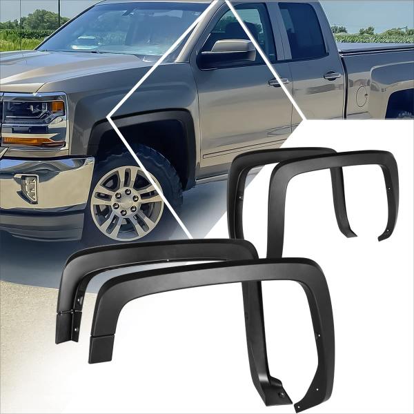 商品名:  4Pcs Front Rear Wheel Fender Flares Compatible with 14-19 Chevy Silverado 1500 2500HD 3500HD Fleetsideブランド: PM PER...