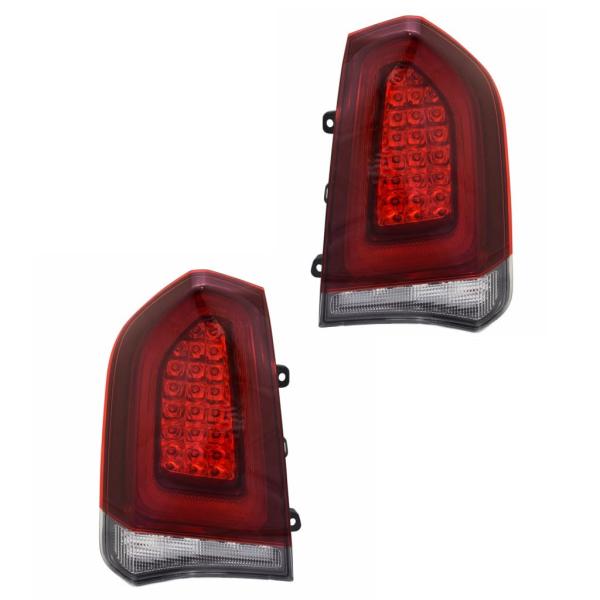 商品名:  For Chrysler 300 2015-2022 Tail Light Driver and Passenger Side | Pair | Red &amp; Clear Lens | Black Housing | 4-...