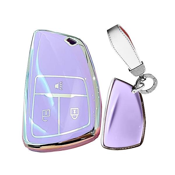 商品名: TECART TPUソフトキーケースカバー ビュイックエンビジョンシボレーキーフォブキーチェーンキーシェルホルダーアクセサリー3/4ボタン, 3 ボタン パープル, 3 button TECART TPU Soft Key Cas...