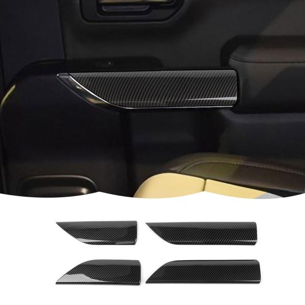 商品名: RT-TCZ カーボンファイバーインナードアハンドルパネルカバートリムインテリアアクセサリー シボレーシルバラード2019-2022、GMC Sierra 2019-2022用 RT-TCZ Carbon Fiber Inner ...