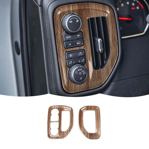 商品名: RT-TCZ ダッシュボード サイドエアベント AC コンセントカバー トリム 装飾 インテリア アクセサリー シボレー シルバラード 2019-2022、GMC シエラ 2019-2022、木目 RT-TCZ Dashboard...