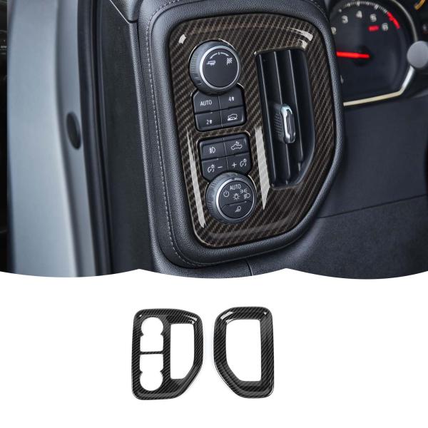 商品名: RT-TCZ カーボンファイバー ダッシュボード サイドエアベント AC コンセントカバー トリム 装飾 インテリアアクセサリー シボレー シルバラード 2019-2022、GMC シエラ 2019-2022用 RT-TCZ Ca...