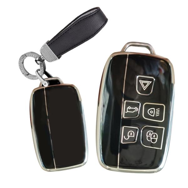 商品名: TECART ソフトTPUキーフォブ Land Rover Velar用 キーチェーン キーケース キーシェル アクセサリー プロテクター Aボタン ブラック TECART Soft TPU Key Fob Fit for Lan...