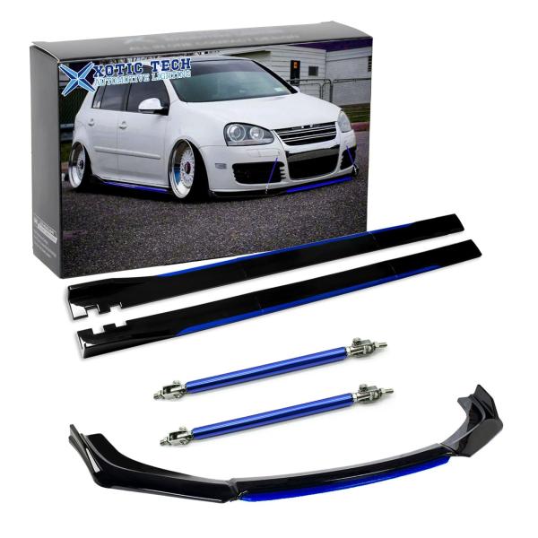 商品名:  x xotic tech Front Bumper Lip Chin Spoiler+ 2.2M Side Skirt Winglets Diffusers+ Adjustable 10"-13" Support Rod Uni...
