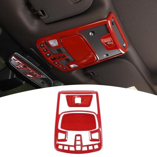 商品名: PDKLIN フロント読書灯 パネルトリム フォードF150 2015-2020対応 ウィンドウスイッチボタンカバー インテリアアクセサリー (レッド) PDKLIN for F150 Overhead Console Panel...