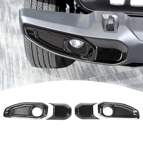 商品名: PDKLIN ジープJLフロントバンパーフォグライトトリムカバー ジープラングラーJL JLU グラディエーターJT 2018-2024 カーボンファイバー外装アクセサリー 4個 PDKLIN for Jeep JL Front ...