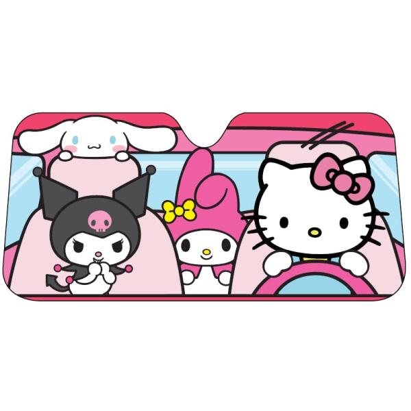 商品名: ハローキティ カーシェード | ハローキティ サンシェード 車 | オートフロントガラス カワイイキティ サンシェード | 58インチ x 27.5インチ | ほとんどの標準的なフロントガラスに適合 | 公式ライセンス商品。 He...