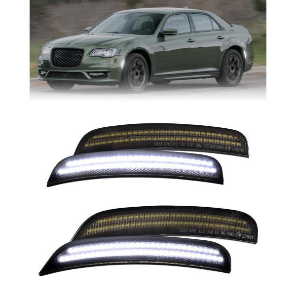 商品名:  PWOBVZ White LED Side Marker Light for Chrysler 300 2015 2016 2017 2018 2019 2020 2021 2022 2023 Smoked Lens Front...