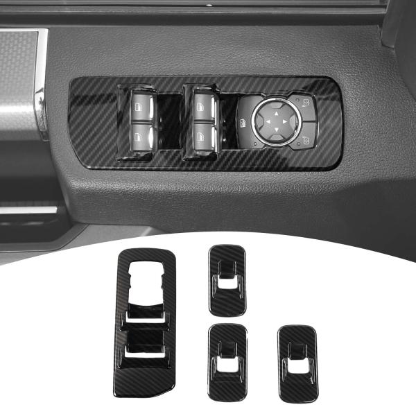 商品名: PDKLIN F150パワーウィンドウスイッチパネルトリムカバーカーボンファイバーフォードF150 2015-2020用カーボンファイバーインテリアアクセサリー4個 PDKLIN for F150 Power Window Swi...
