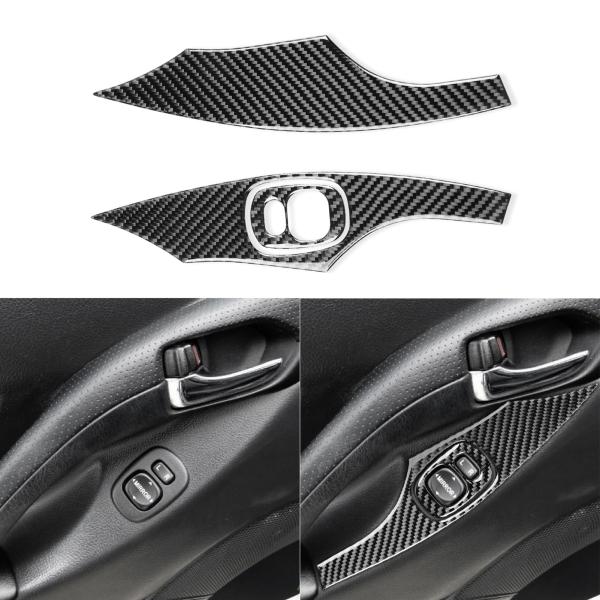 商品名: PJFUS リアルプレミアムカーボンファイバーカーインナードアパネル バックミラー調整ボタンフレームトリムソフトステッカーセット トヨタセリカ2000-2005オートインテリアアクセサリーと互換性あり ブラック 3個 PJFUS ...