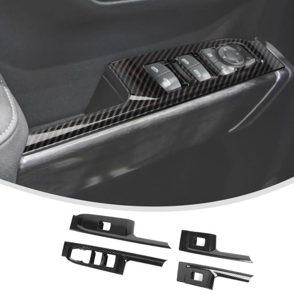 商品名: Linskip パワーウィンドウスイッチパネルカバートリム シボレーシルバラード&amp;GMCシエラ2019 2020 2021、ドアパネルコントロールトリム、シルバラードインテリアアクセサリー(カーボンファイバーブラック) L...