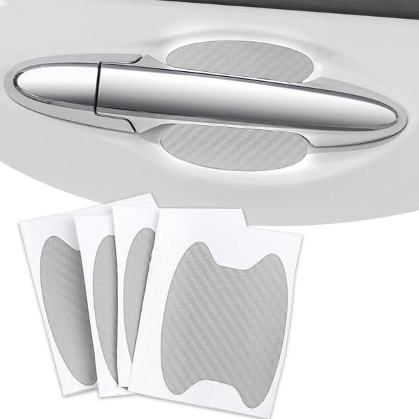 商品名: Crynod 4個 車のドアボウルプロテクター 3.4インチ x 2.7インチ カーボンファイバーパターンハンドル インテリア 傷防止フィルム ユニバーサルボディ装飾アクセサリー ほとんどの車種に対応 (シルバー) Crynod ...