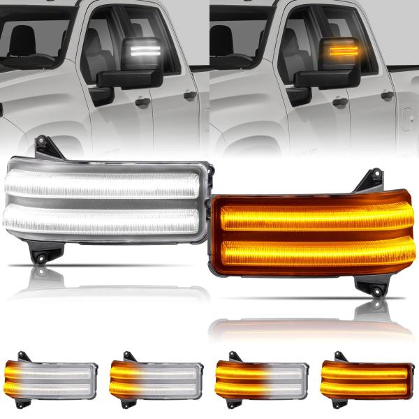 商品名:  Gempro LED Sequential Amber Side Mirror Marker Turn Signals White Parking Cargo Lights Switchback Tow Mirror Lamps...