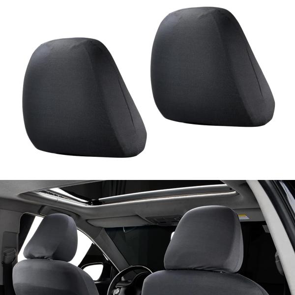 商品名: Crynod カーシートヘッドレストカバー 2個 9インチ x 10.6インチ ニットストレッチ 通気性 完全に囲まれたシンプルなダストカバー 再利用可能 柔軟なヘッドレストプロテクター ほとんどの車に対応 (ブラック) Cryn...