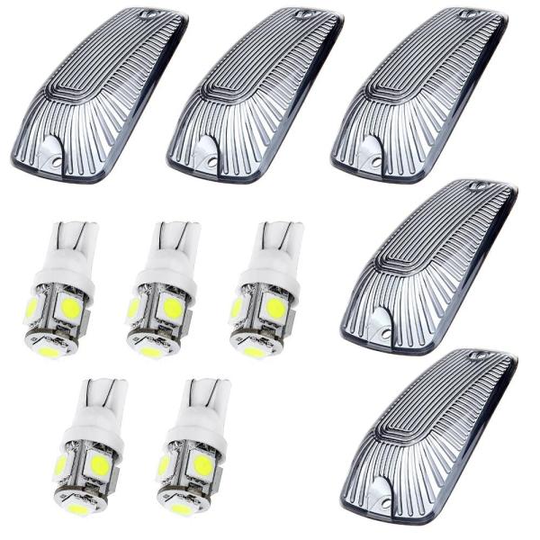 商品名:  LBRST 5x Smoke Top Roof Light Cover Lens w/White LED Bulbs Cab Clearance Marker LED Cab Marker Roof Running Lights...