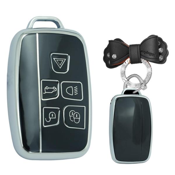 商品名: TECART ソフトTPUキーケース 車のキー用 ランドローバー ディフェンダー ディスカバリー スポーツ LR3 LR4 キーアクセサリー 5ボタン ブラック TECART Soft TPU Key Case for Car K...