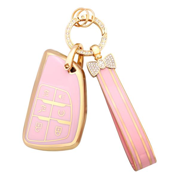 商品名:  PIFOOG GMC Yukon Key Fob Cover 2023 2022 2021 Pink Gold for Chevy Chevrolet Suburban 1500 Tahoe 6 Buttons Car Keys...