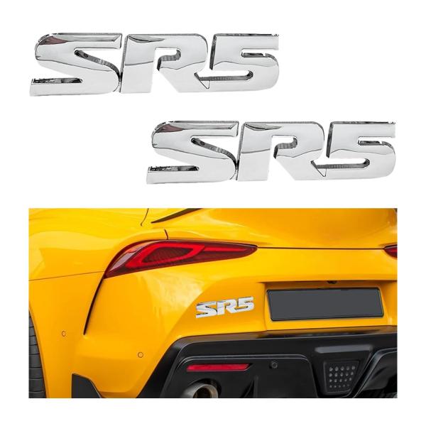 商品名: Dickno 3D SR5 メタルエンブレム、カーフェンダーサイドリアテールゲートバッジデカールステッカー2個セット、フェンダーバンパー用自己粘着自動車デカール、ユニバーサル車両外装装飾アクセサリー(シルバー) Dickno 2P...