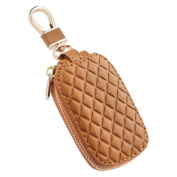 商品名: IHOTDER スタイリッシュカーキーケース キーチェーンとジッパー付き - 本革カーキーケースホルダー リモートキーカバー交換用, コーヒー/ブラウン/ブラック, 3.35x1.80x0.86 inch IHOTDER Styl...