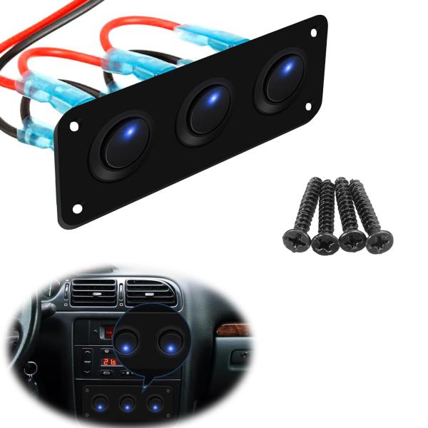 商品名: GKmow カーキャッツアイスイッチ コンビネーションパネル 多機能 3つ目ロッカー トグルコントロールボタンスイッチパネル 改造アクセサリー ほとんどのヨット RV トレーラー キャンパー用 (ブラック) GKmow 1 PC ...