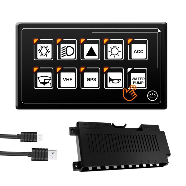 商品名:  AMOMD 10P Membrane Control Switch Panel with Bluetooth APP Control Built-in PPTC Waterproof Programmable Momentary...