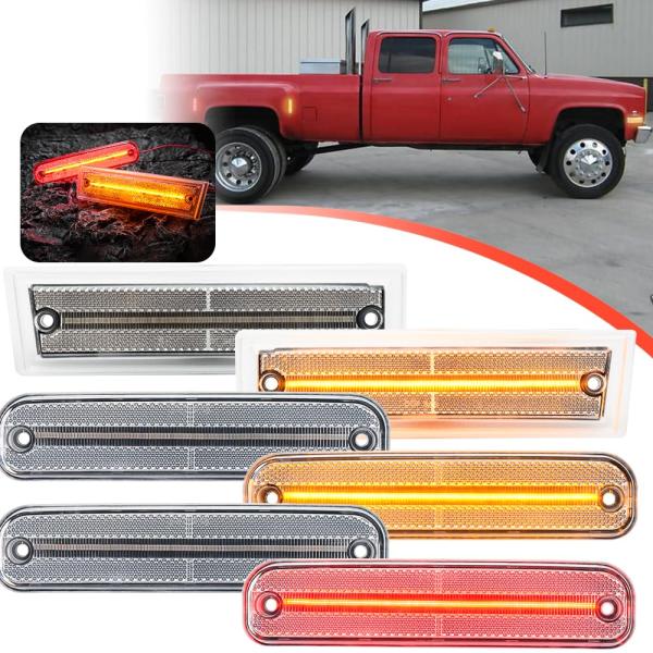 商品名: 6個 アンバーレッド LED サイドマーカー ライトキット 81-87 シボレー/GMC C/Kシリーズ C30 K30 C3500 K3500 &amp;88-91 Chevy R/V シリーズ R30 V30 R3500 V3...