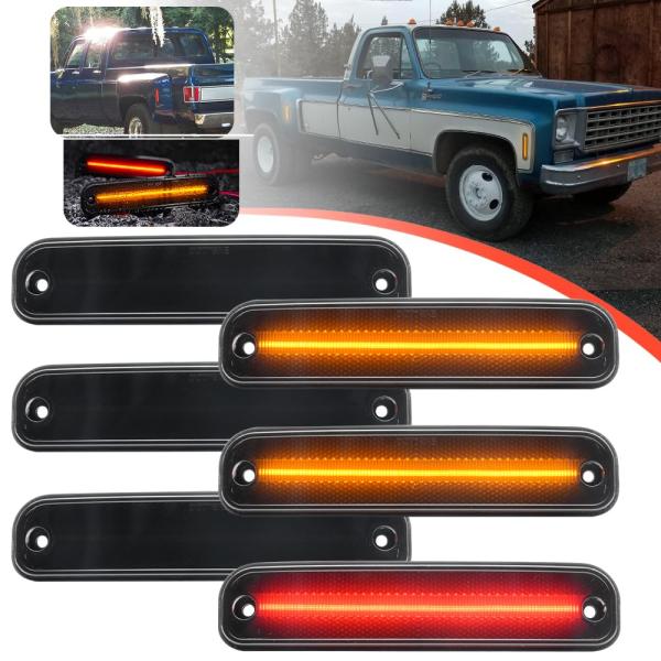 商品名: Mingrui test LEDサイドマーカーライトキット 6個セット 1973-1980 Chevy C/K C30 K30 GMC C/K C3500 K3500 トラック デュアルベッドバン付き OEM アンバーレッド LE...