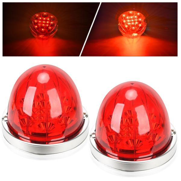 商品名:  2PCS 17 LED Dual Function Watermelon Lights, Red Lens with Stainless Steel Bezel Marker Lights, for Freightliner K...