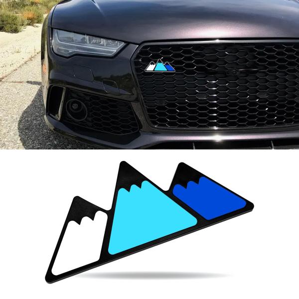 商品名: Qboonpt 3色グリルエンブレム カーバンパートライアングルスノーマウンテンバッジデカール フロントグリル装飾アクセサリー フォードタコマ4ランナー タンドラセコイア Rav4 Highland(ブルー) Qboonpt Tr...